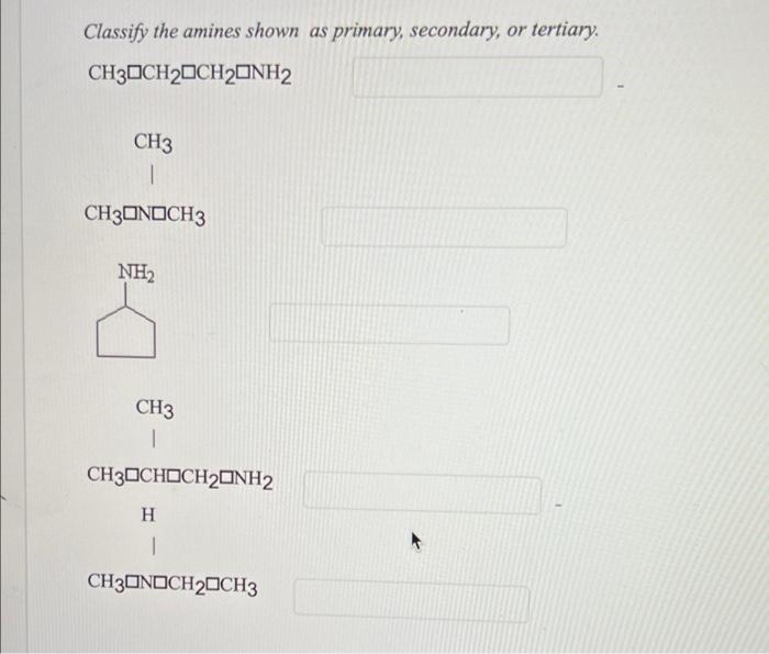 Solved Classify the amines shown as primary, secondary, or | Chegg.com