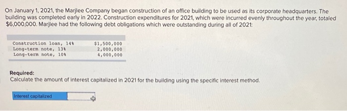 Solved On January 1, 2021, the Marjlee Company began | Chegg.com