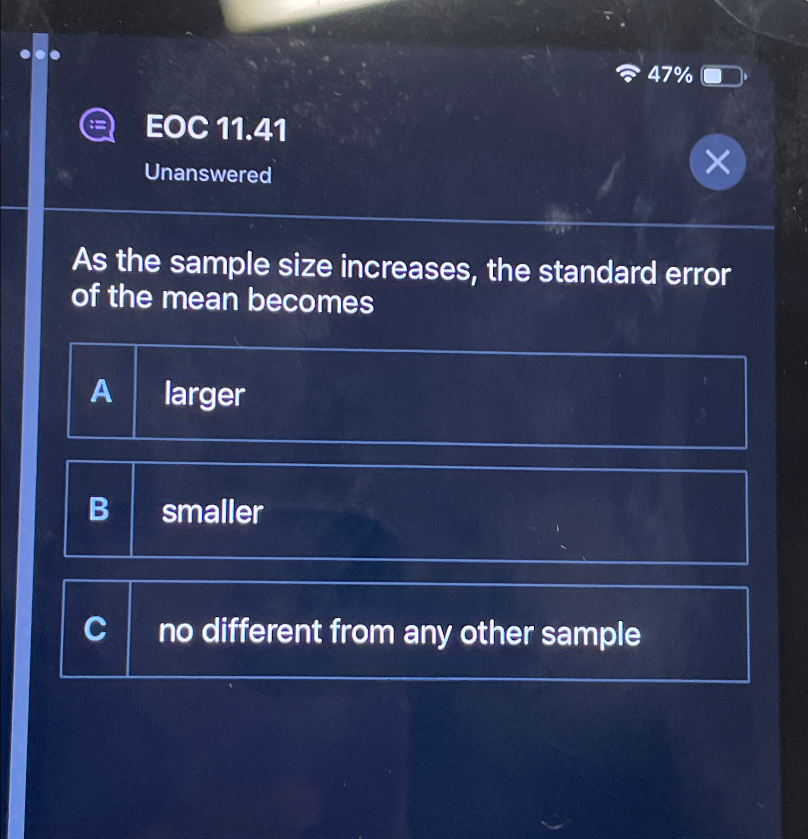 Solved EOC 11.41UnansweredAs the sample size increases, the | Chegg.com