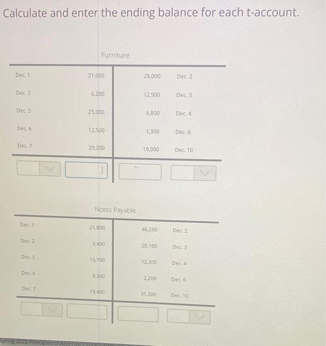 Solved Calculate and enter the ending balance for each | Chegg.com