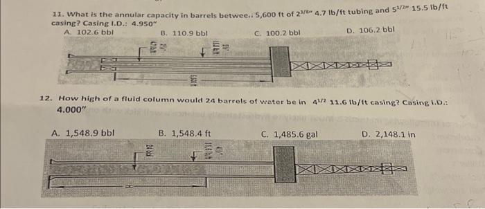 Solved 11. What is the annular capacity in barrels betwee.. | Chegg.com