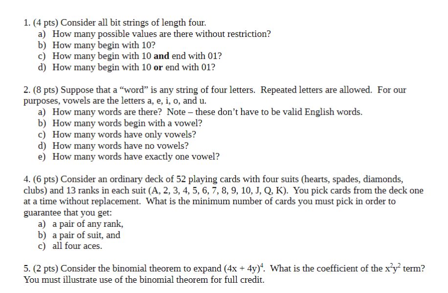 Solved 1.Consider all bit strings of length four.a) ﻿How | Chegg.com