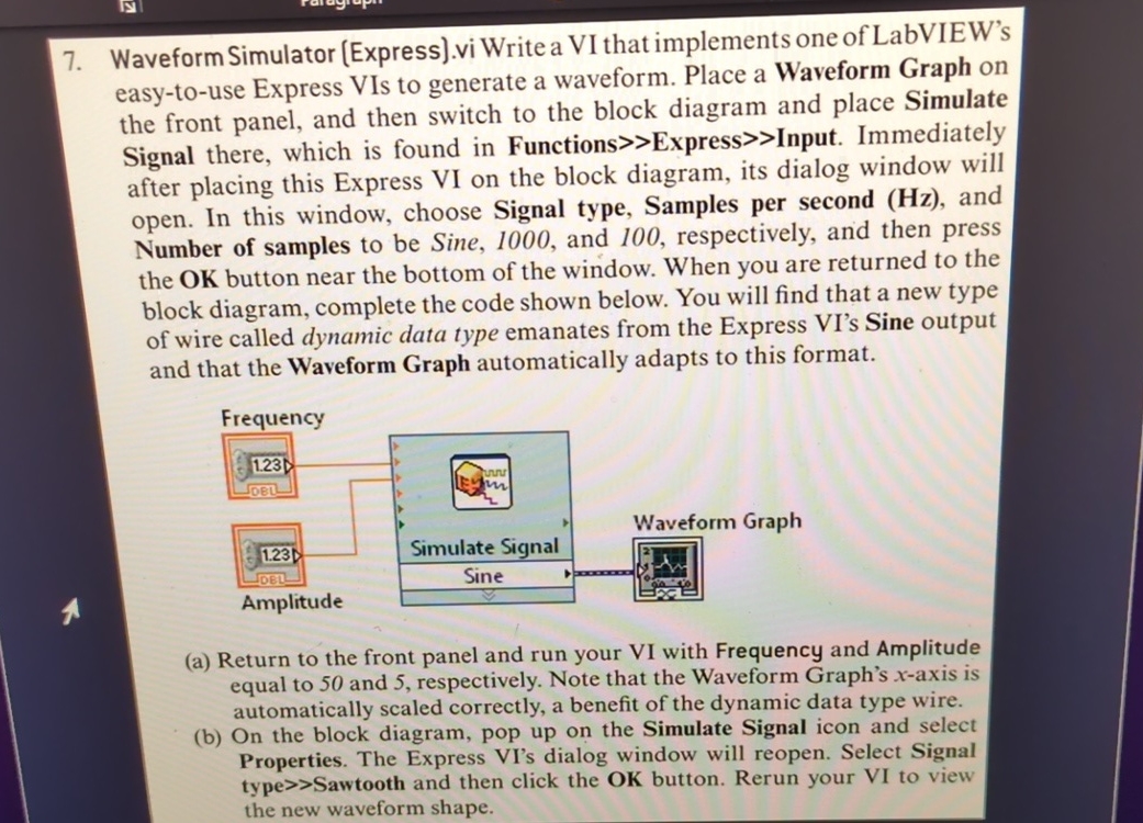 Solved Waveform Simulator (Express).vi Write a VI that | Chegg.com