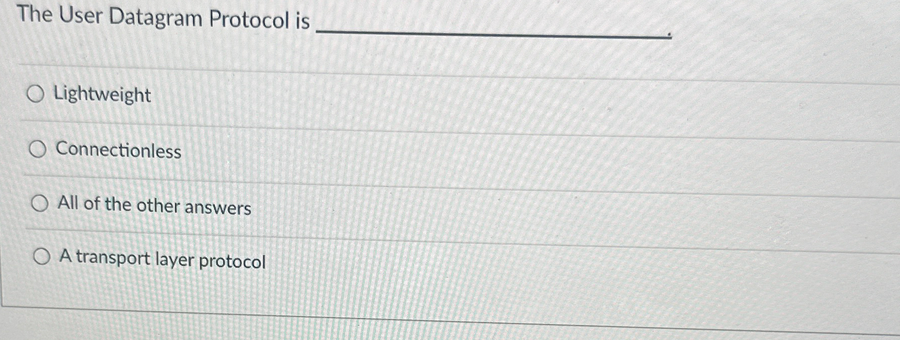 Solved The User Datagram Protocol Is