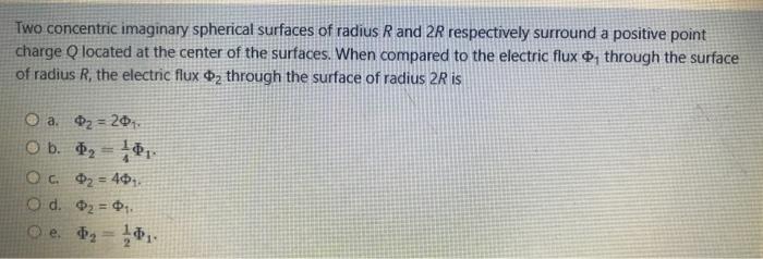 Solved Two concentric imaginary spherical surfaces of radius | Chegg.com
