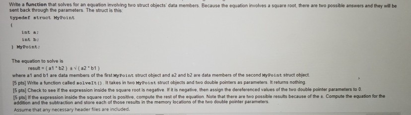 Solved Write a function that solves for an equation | Chegg.com