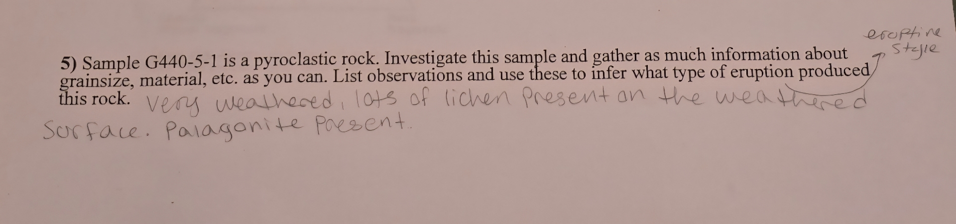 [Solved]: Sample G440-5-1 is a pyroclastic rock. Investigate