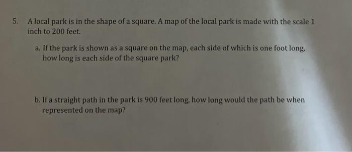 Solved A local park is in the shape of a square. A map of | Chegg.com