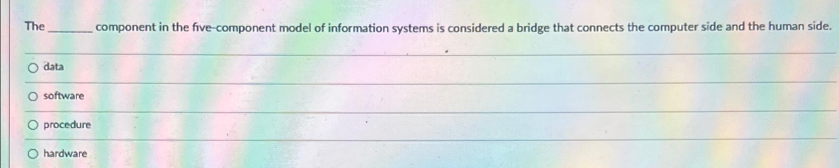 Solved The component in the five-component model of | Chegg.com