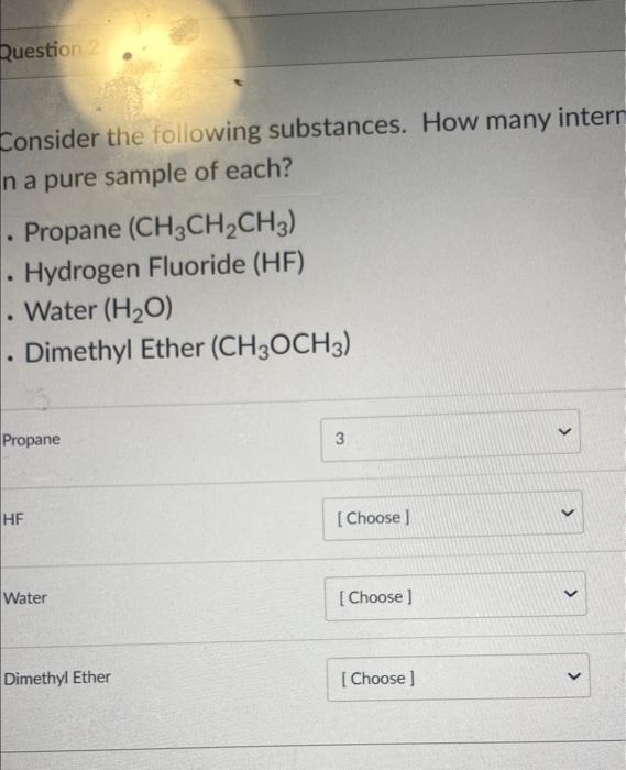 Consider the following substances. How many interr n | Chegg.com