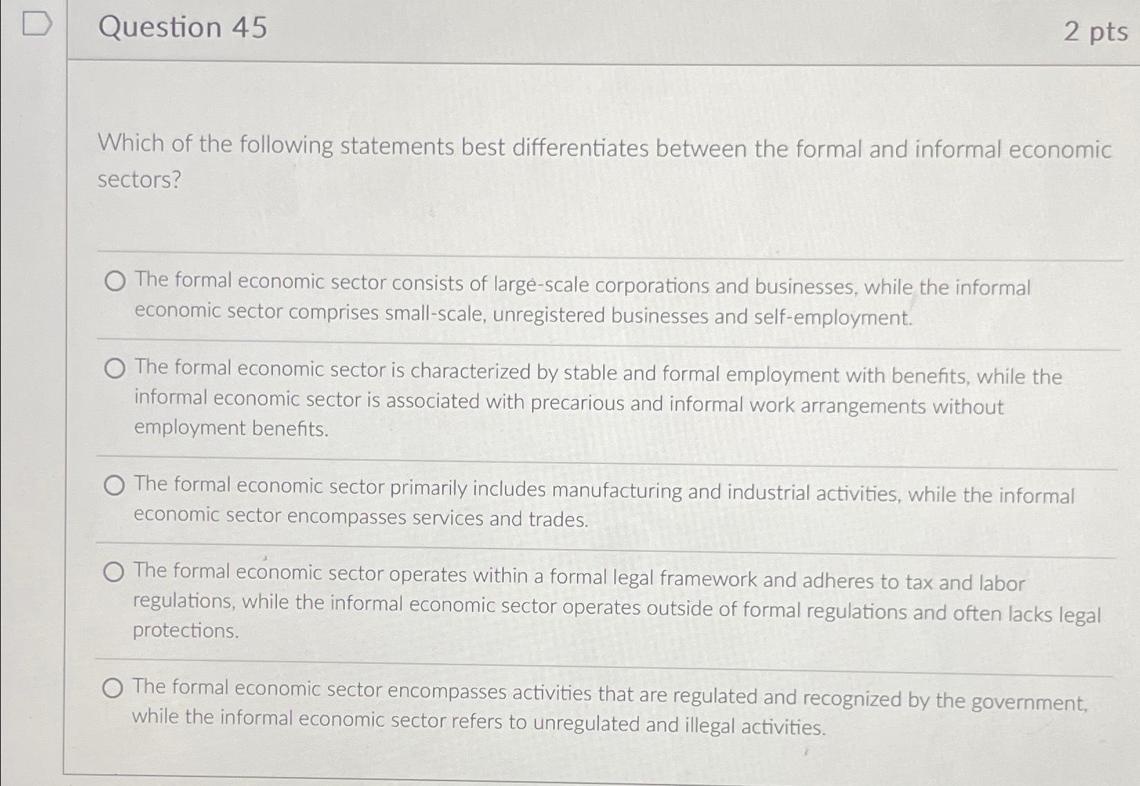 Solved Question 452 ﻿ptsWhich of the following statements | Chegg.com