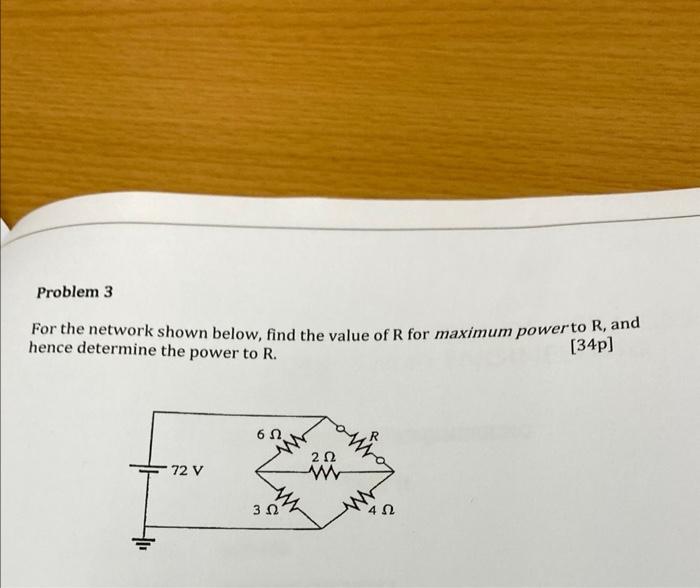 Solved For the network shown below, find the value of R for | Chegg.com