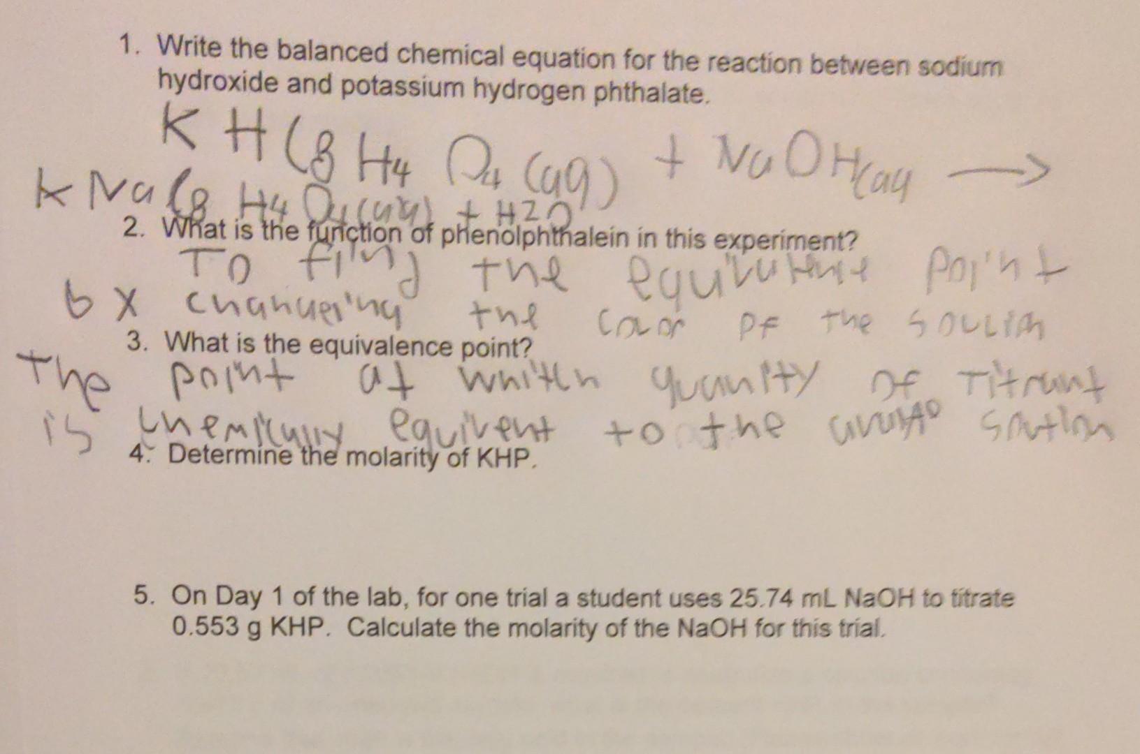 Solved 1. Write the balanced chemical equation for the | Chegg.com