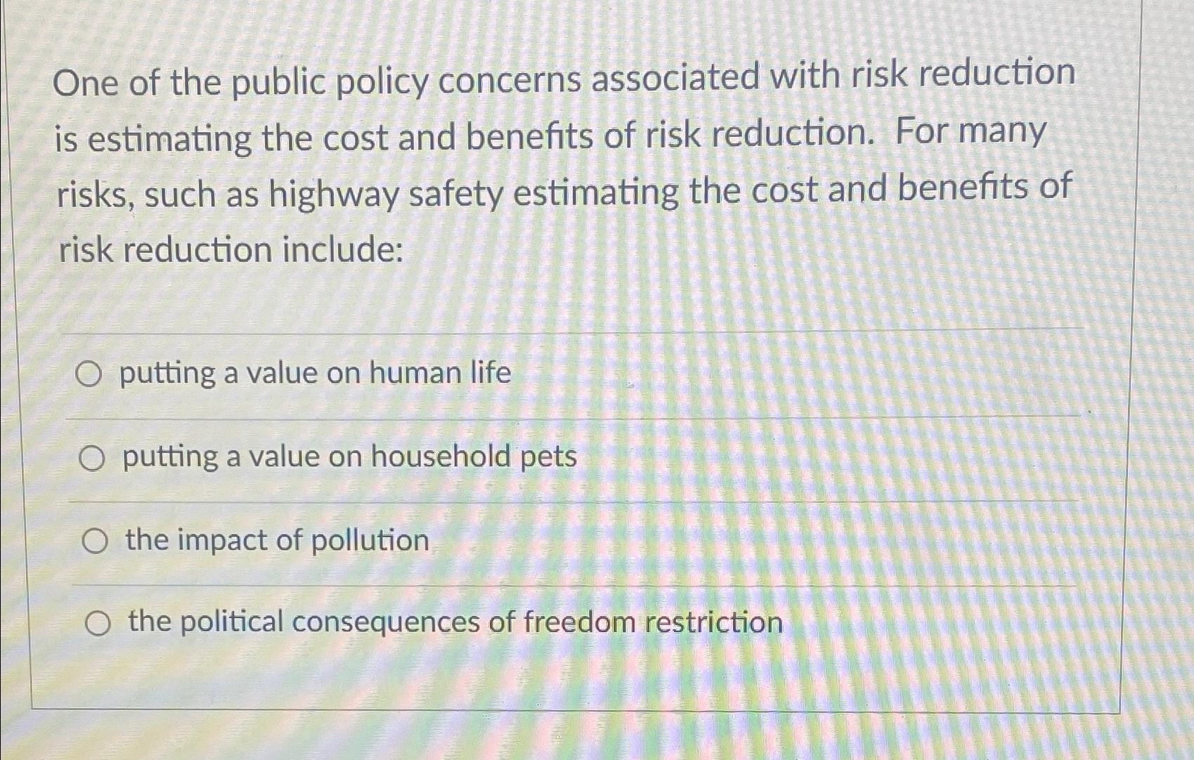 Solved One of the public policy concerns associated with | Chegg.com