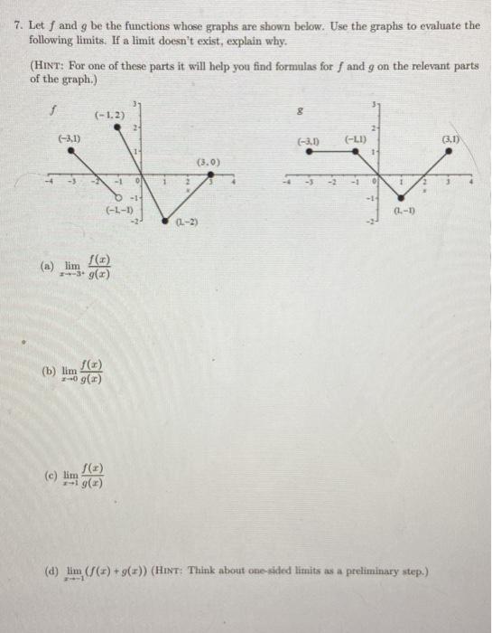 Solved 7 Let F And G Be The Functions Whose Graphs Are