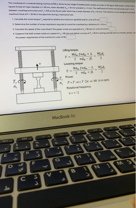 The crosshead of a universal testing machine (UTM) is | Chegg.com