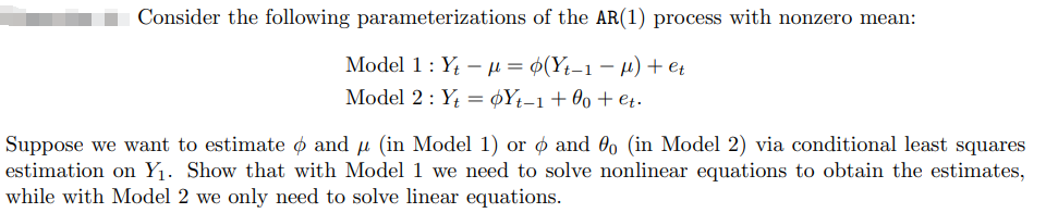 Solved Consider the following parameterizations of the AR(1) | Chegg.com