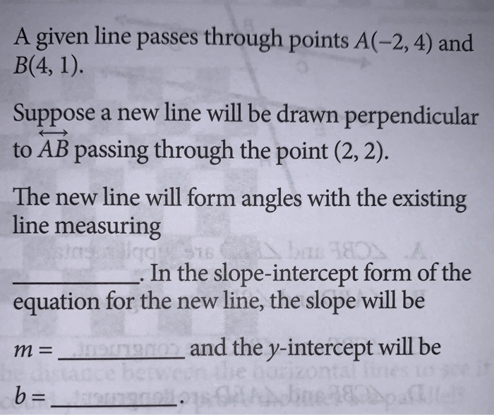 Solved A given line passes through points A(-2,4) and | Chegg.com