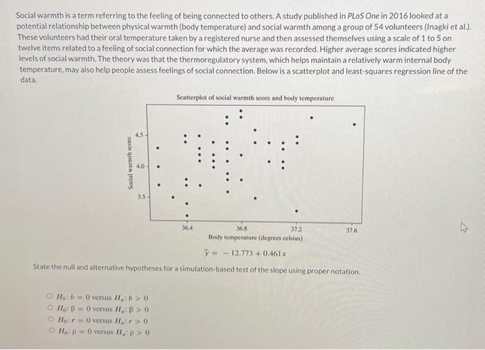 Solved Social warmth is a term referring to the feeling of | Chegg.com