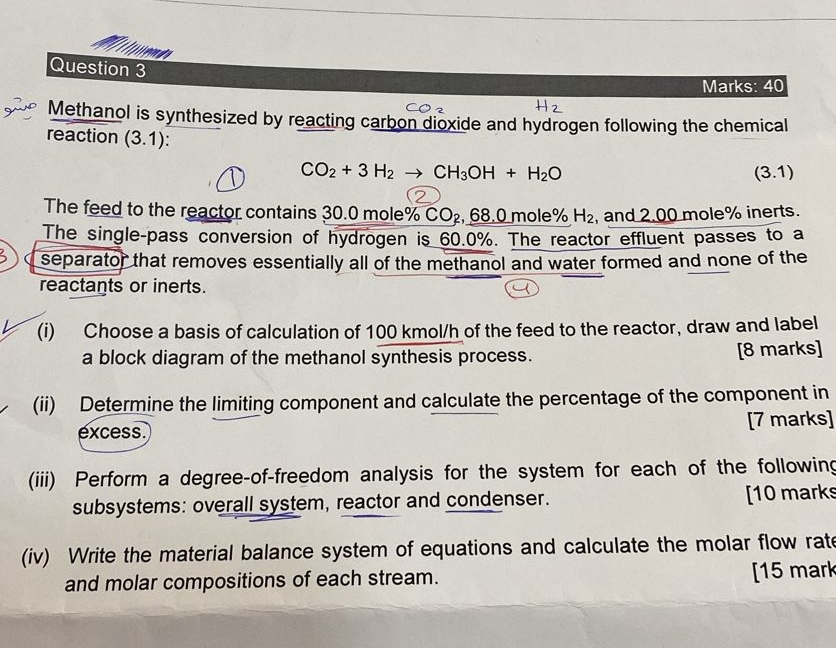Solved Question 3Methanol is synthesized by reacting carbon | Chegg.com