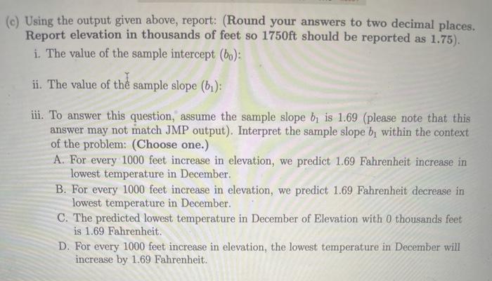 Solved 3. December Temperature. The file called Dec.temp.JMP | Chegg.com