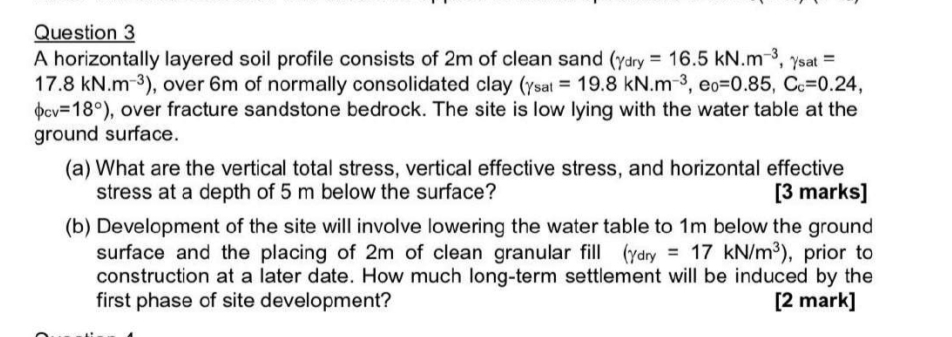 Solved Question 3A horizontally layered soil profile | Chegg.com