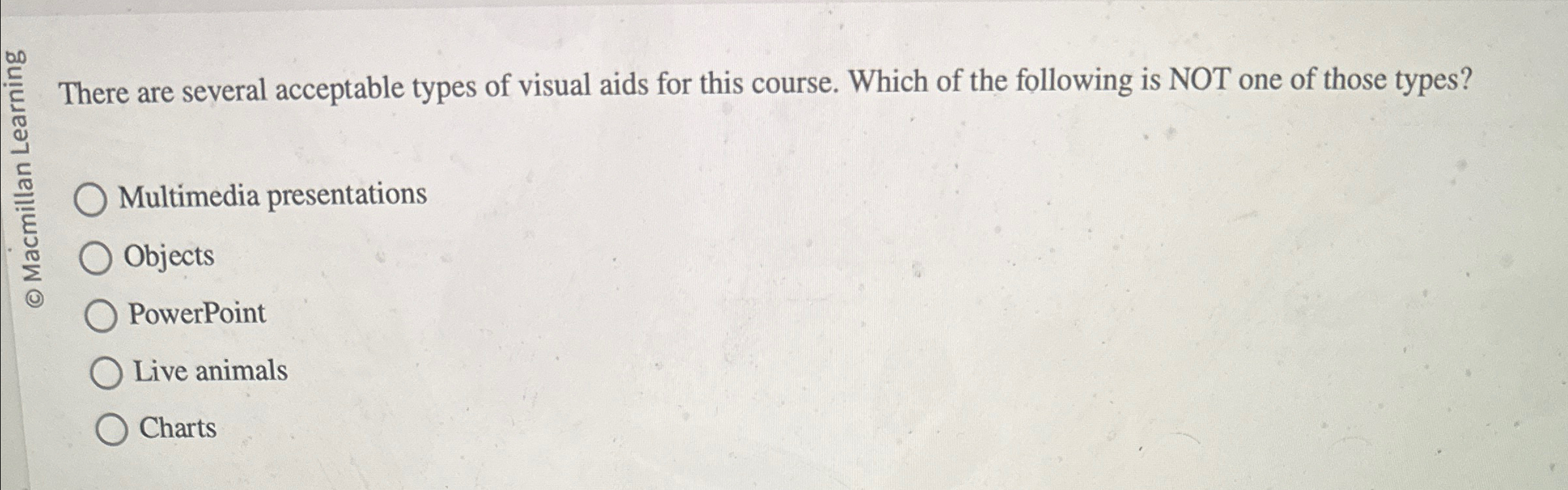 Solved There are several acceptable types of visual aids for | Chegg.com