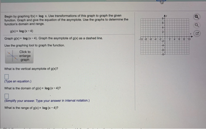 Solved Begin by graphing f(x) = log x. Use transformations | Chegg.com