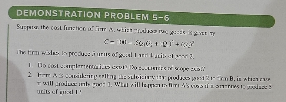 Solved DEMONSTRATION PROBLEM 5-6Suppose the cost function of | Chegg.com