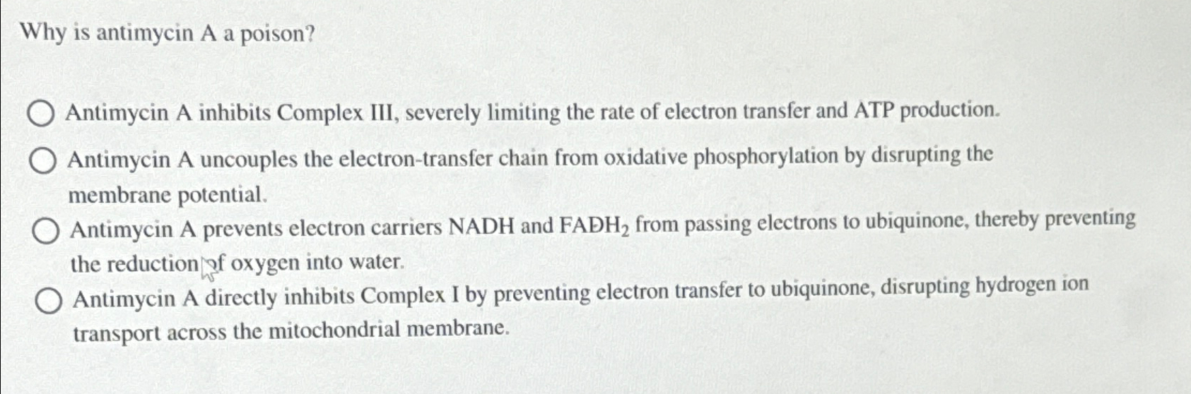 Solved Why is antimycin A a poison?Antimycin A inhibits | Chegg.com