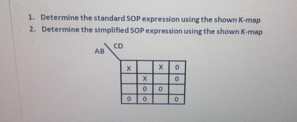 Solved 1. Determine the standard SOP expression using the | Chegg.com