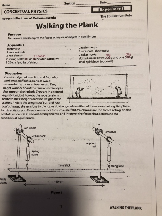 Section Date Name CONCEPTUAL PHYSICS Newton's First | Chegg.com