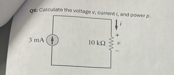 Solved Q6: Calcular el voltajev , ﻿actuali , ﻿y poderp . | Chegg.com