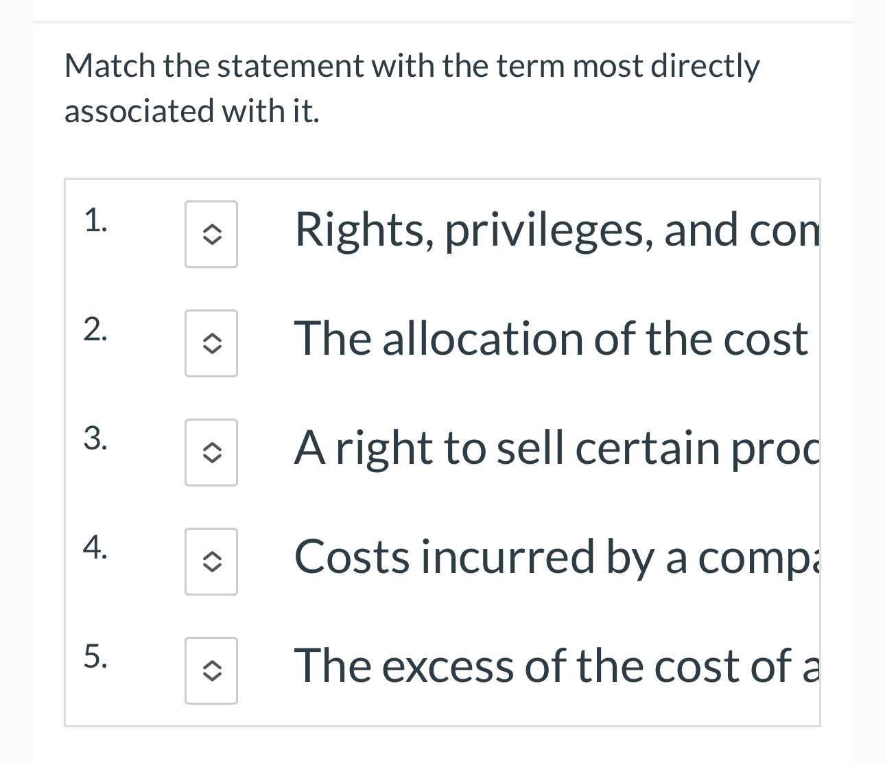High Quality SOLUTION Match the statement with the term most directly | Chegg.com