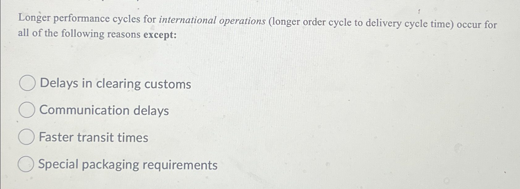 Solved Longer performance cycles for international | Chegg.com