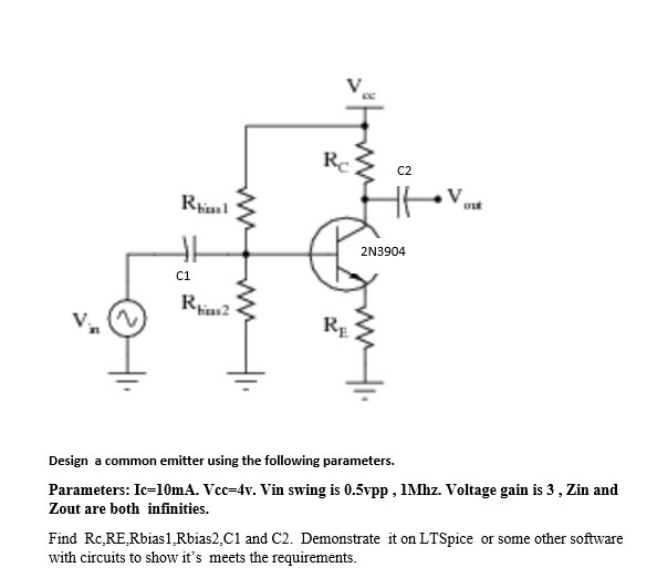 2N3904 Design a common emitter using the following | Chegg.com