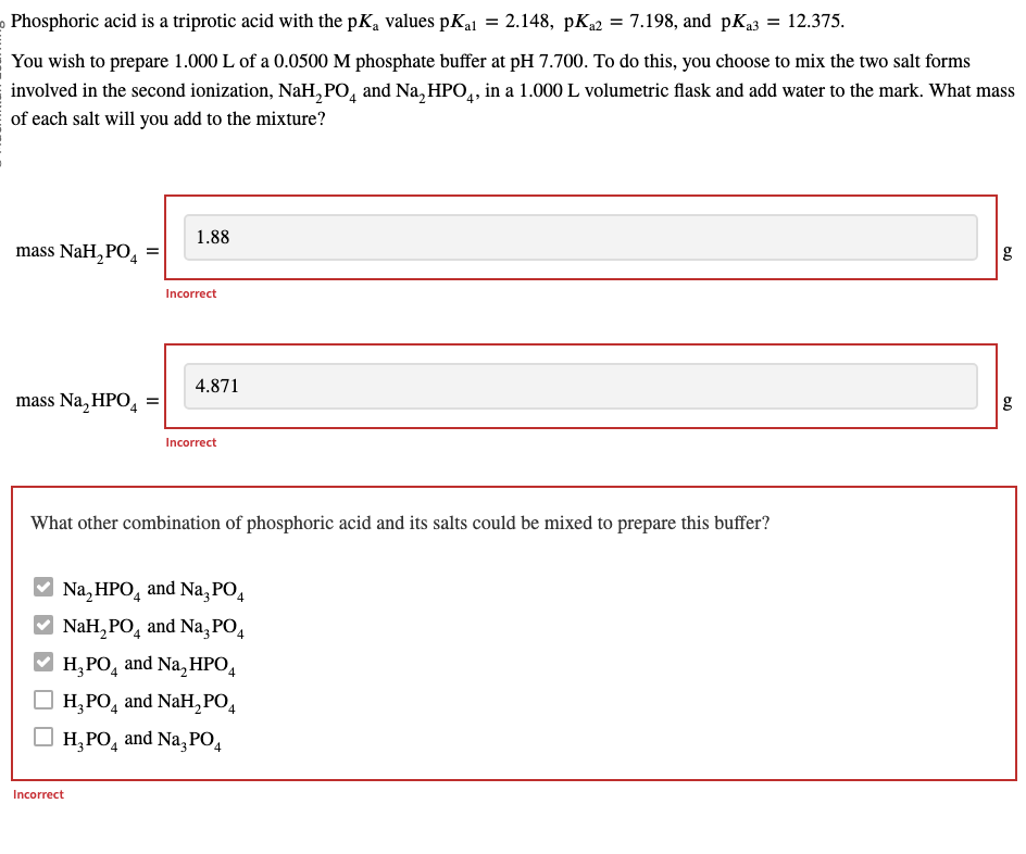 Solved Phosphoric acid is a triprotic acid with the pKa | Chegg.com