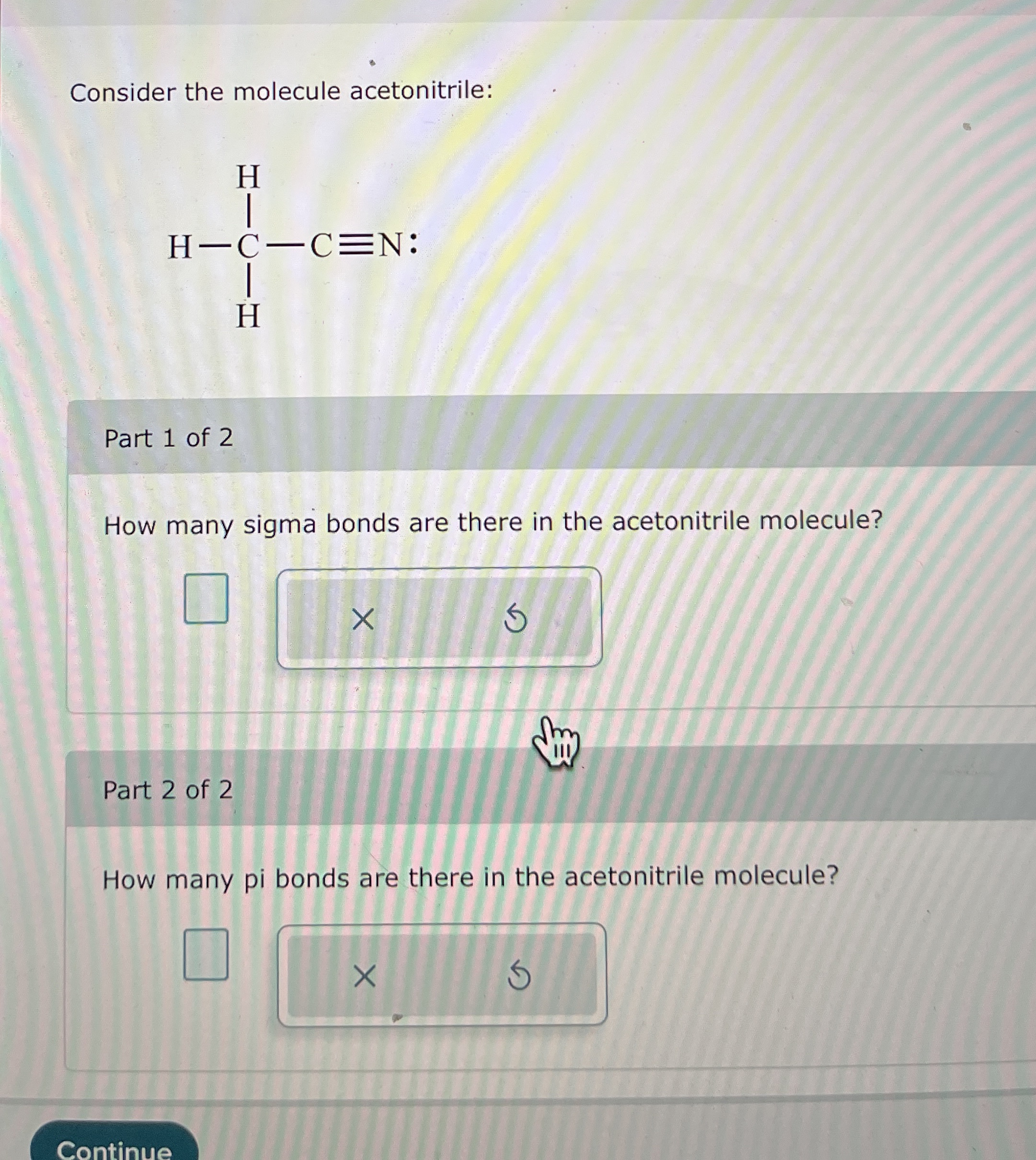 Solved Consider the molecule acetonitrile:Part 1 ﻿of 2How | Chegg.com