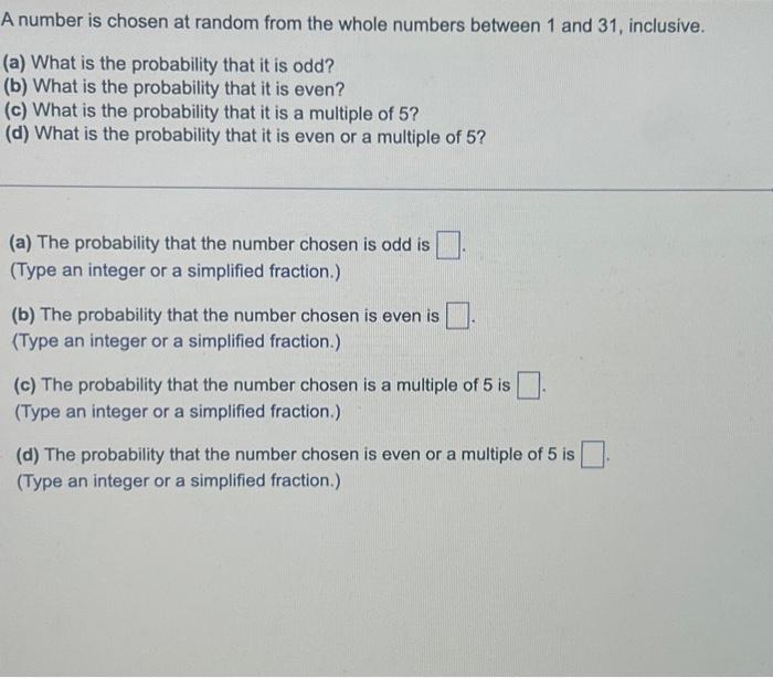 Solved A number is chosen at random from the whole numbers | Chegg.com