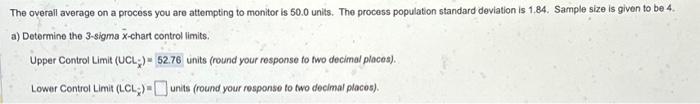 also find the 2 sigma x chart upper and lower control | Chegg.com