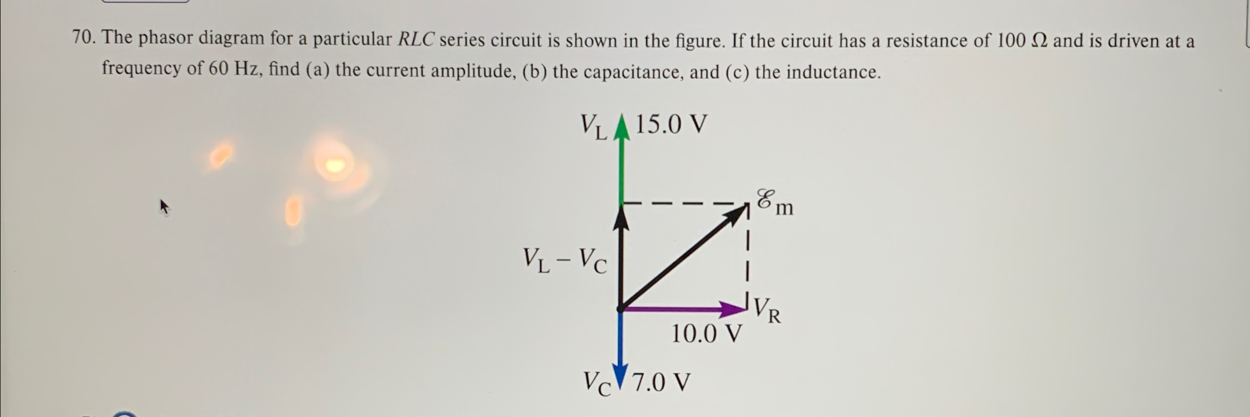 Solved The phasor diagram for a particular RLC ﻿series | Chegg.com