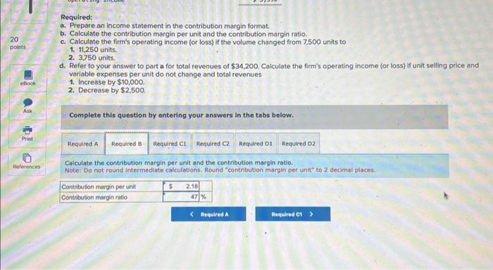 Solved Problem 12-21.(Algo) Prepare a contribution margin | Chegg.com