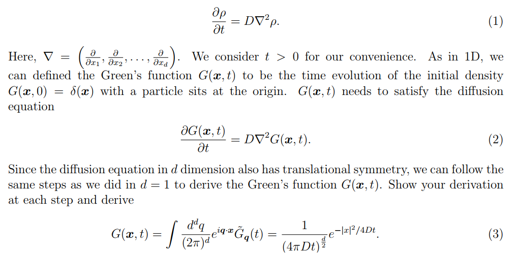 Diffusion equation in d dimension: | Chegg.com