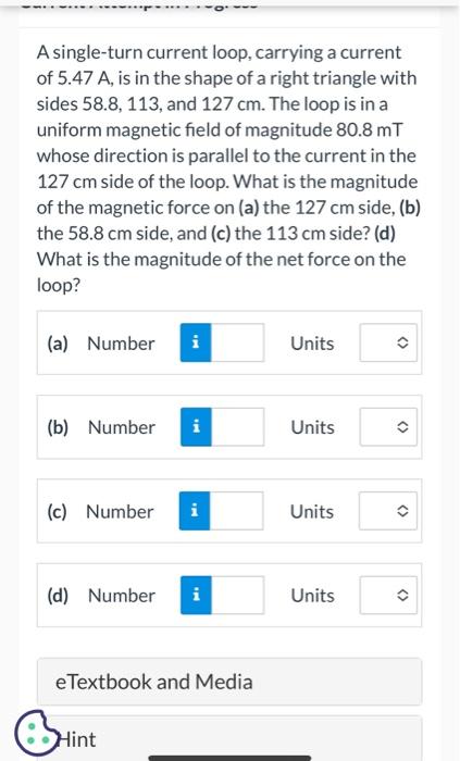 Solved A single-turn current loop, carrying a current of | Chegg.com