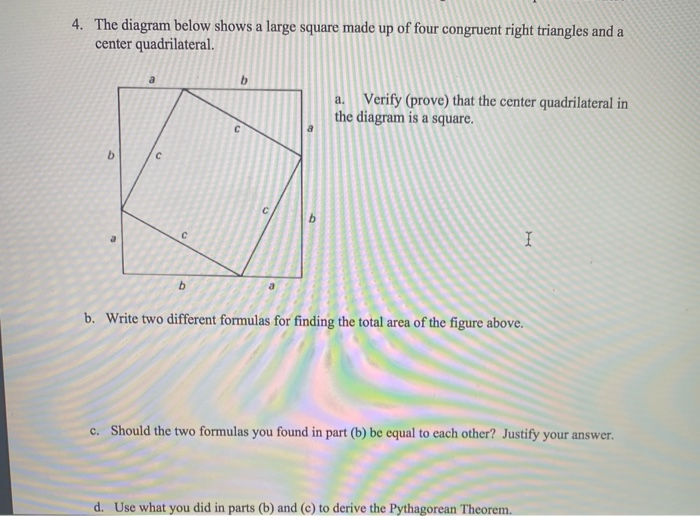 Solved 4. The diagram below shows a large square made up of | Chegg.com