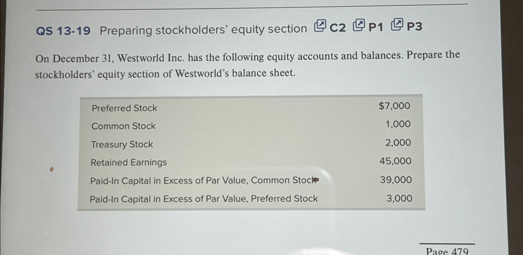 Solved QS 13-19 ﻿Preparing stockholders' equity section C2 | Chegg.com
