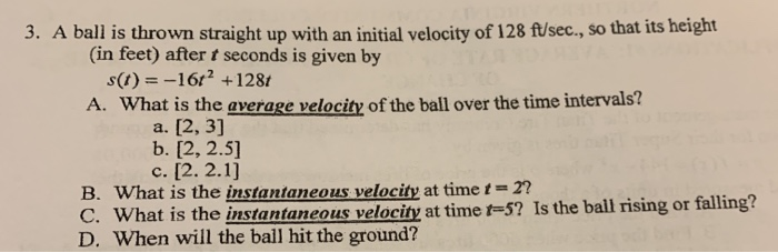 Solved 3. A ball is thrown straight up with an initial | Chegg.com