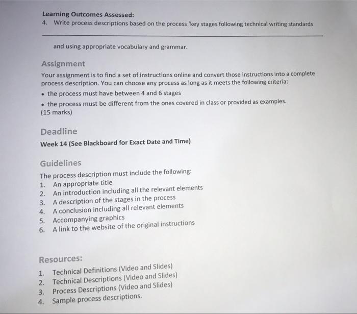 Learning Outcomes Assessed: 4. Write process | Chegg.com