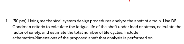 Solved (50 ﻿pts) ﻿Using mechanical system design procedures | Chegg.com