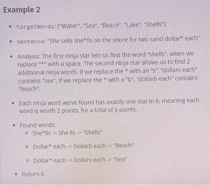 Solved Inputs targetWords: A list of possible ninja words - | Chegg.com